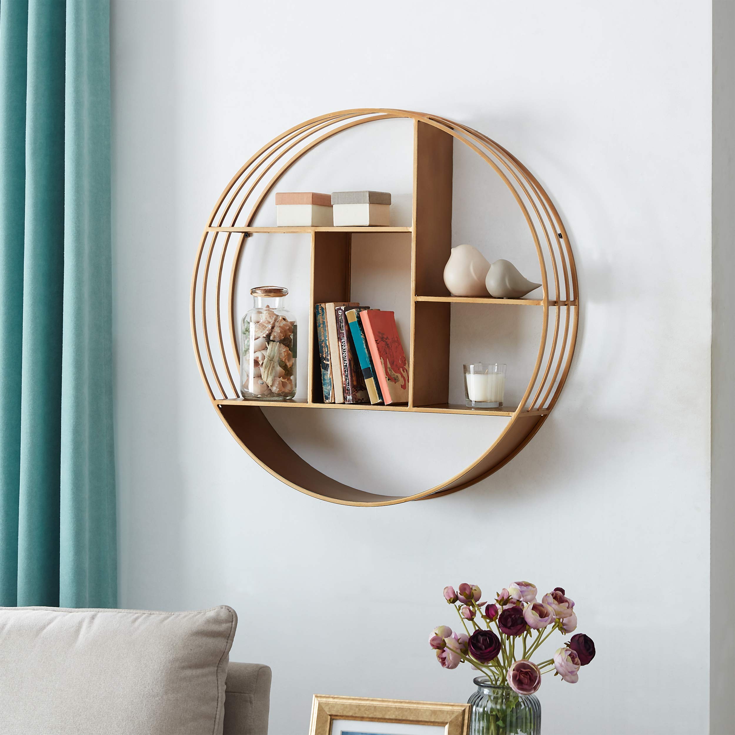 FirsTime & Co. Brooklyn Gold Circular Floating Shelf 27.5 diameter x 6 depth