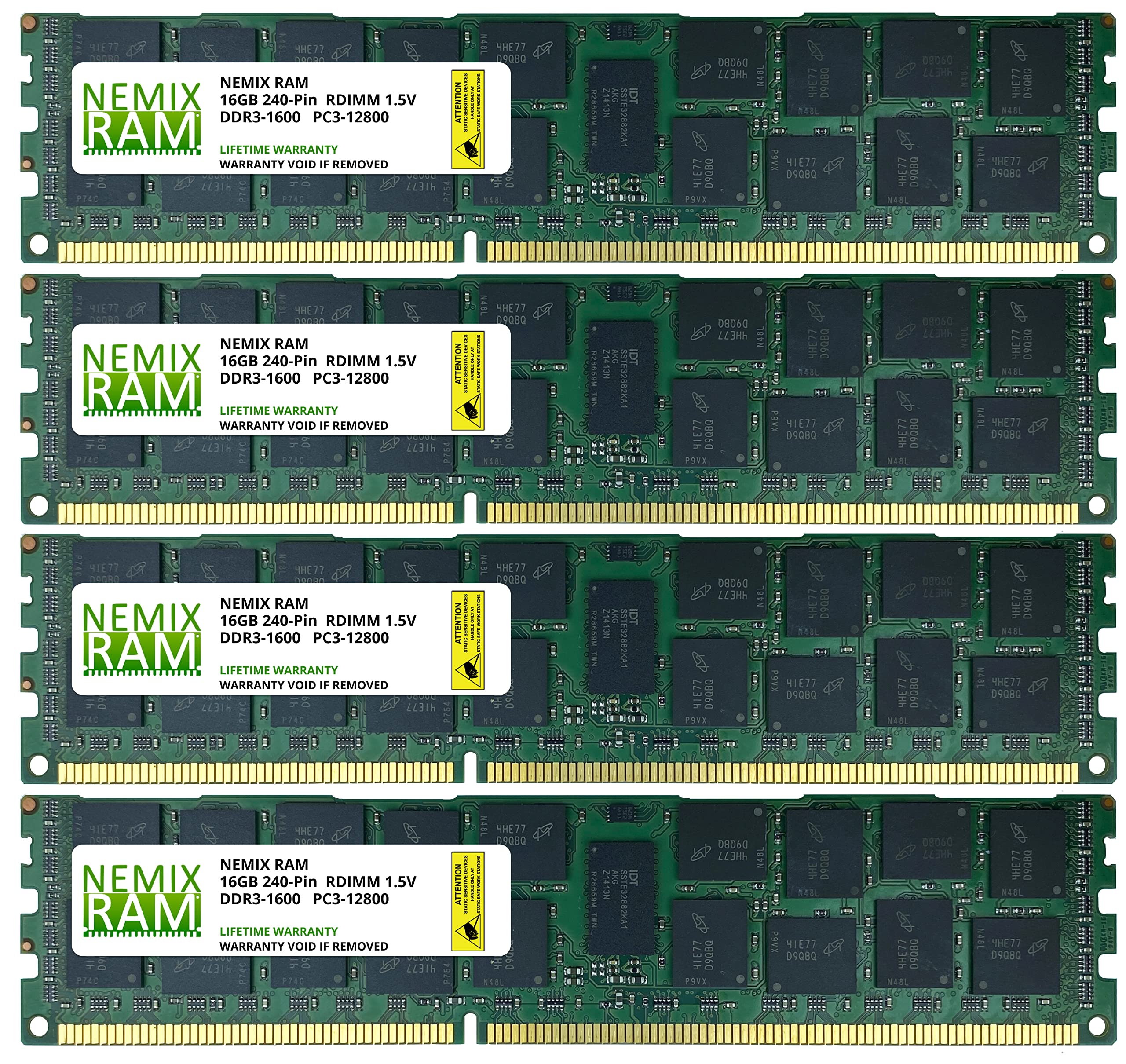 64GB (4x16GB) DDR3-1600MHz PC3-12800 ECC RDIMM 2Rx4 1.5V レジスタードメモリ サーバー/ワークステーション用
