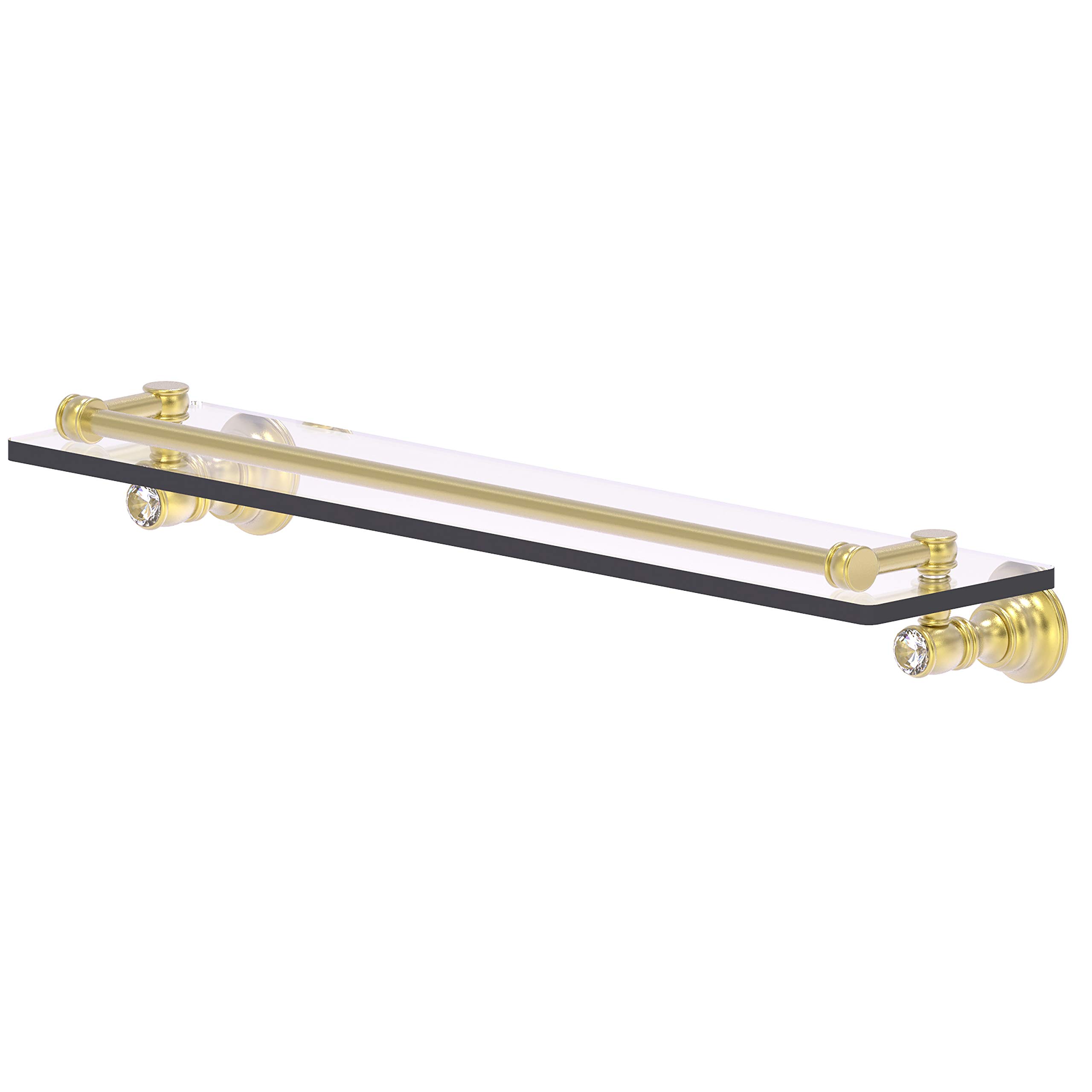 Allied Brass CC-1-22-GAL Carolina Crystal Collection 22インチ ギャラリーレールガラス棚 サテン真鍮