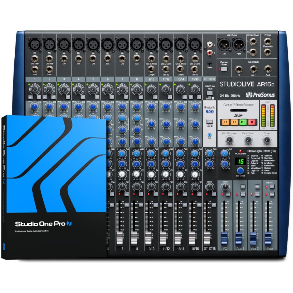 PreSonus StudioLive AR16c 18-Channel USB-C Hybrid Digital/Analog Performance Mixer Unpowered