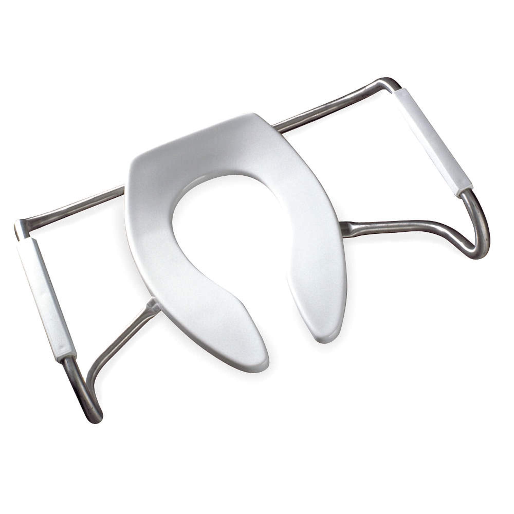 Bemis T 000 medic-aidプラスチックフロントオープンToilet Seat with Safety Side Arms Elongated オフホワイト MA2155T 000 1