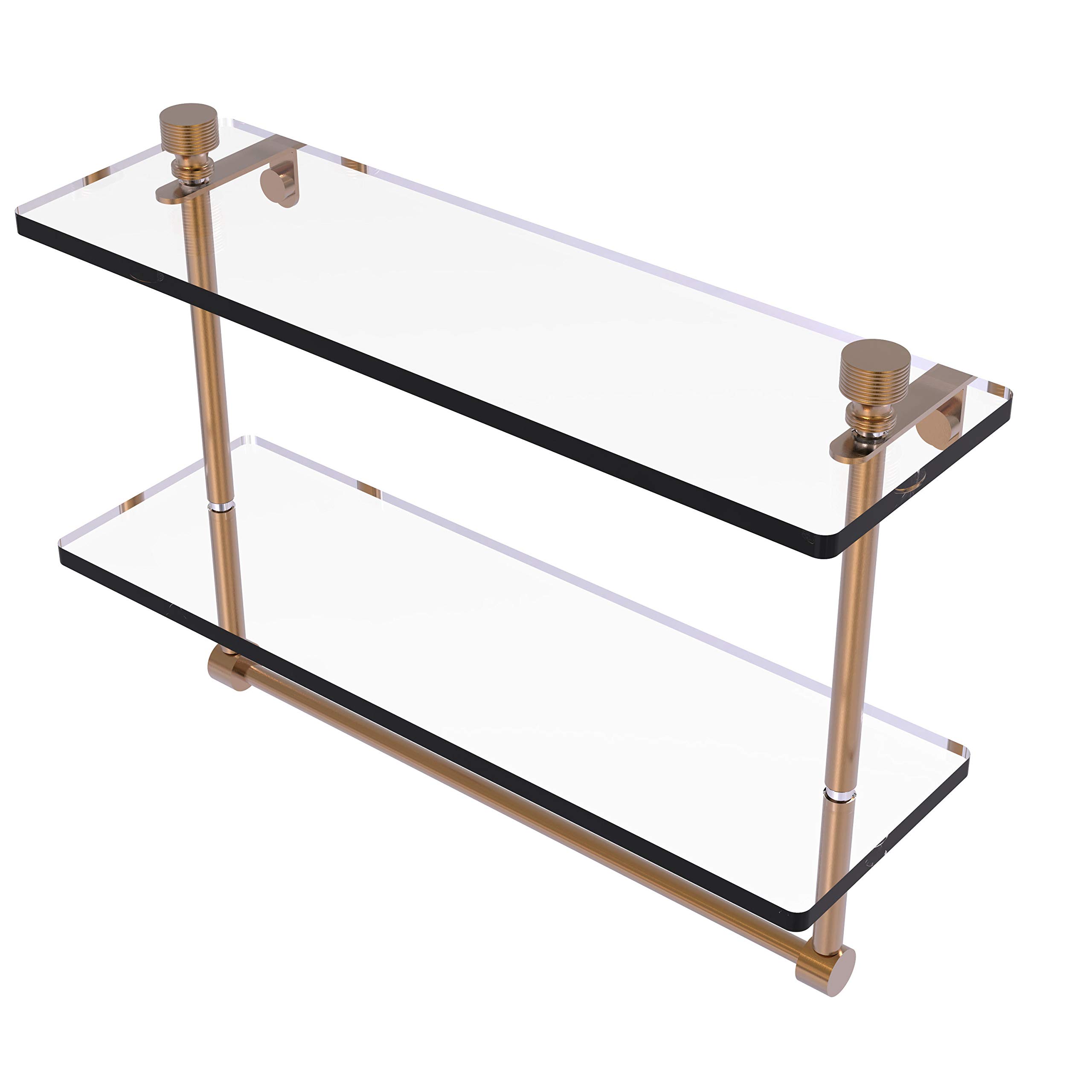 (Brushed Bronze) - Allied Brass FT-2/16TB-BBR 41cm Double Glass Shelf with Towel Bar