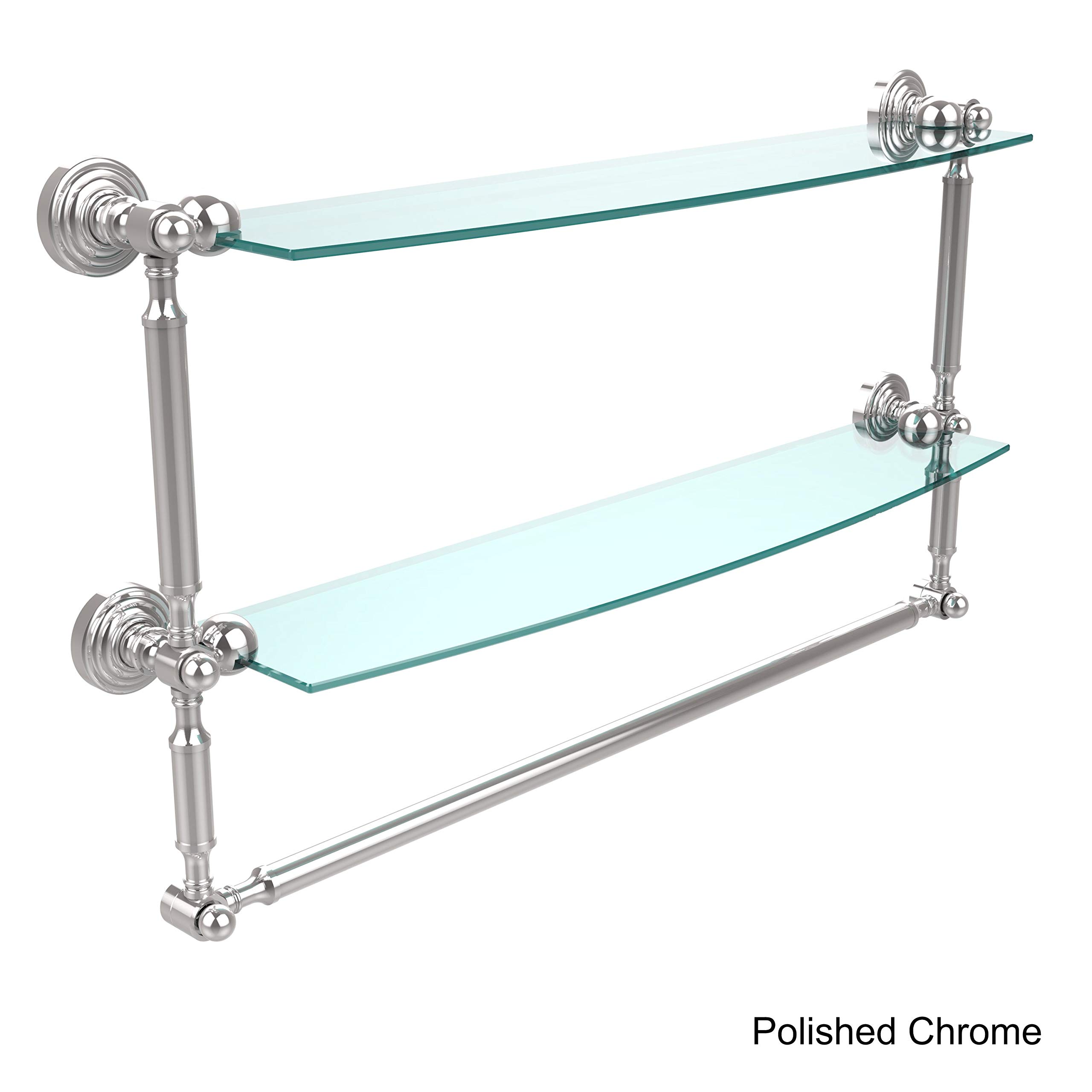 Waverly Place Collection 24 Inch Two Tiered Glass Shelf with Integrated Towel Bar - WP-34TB/24-PC