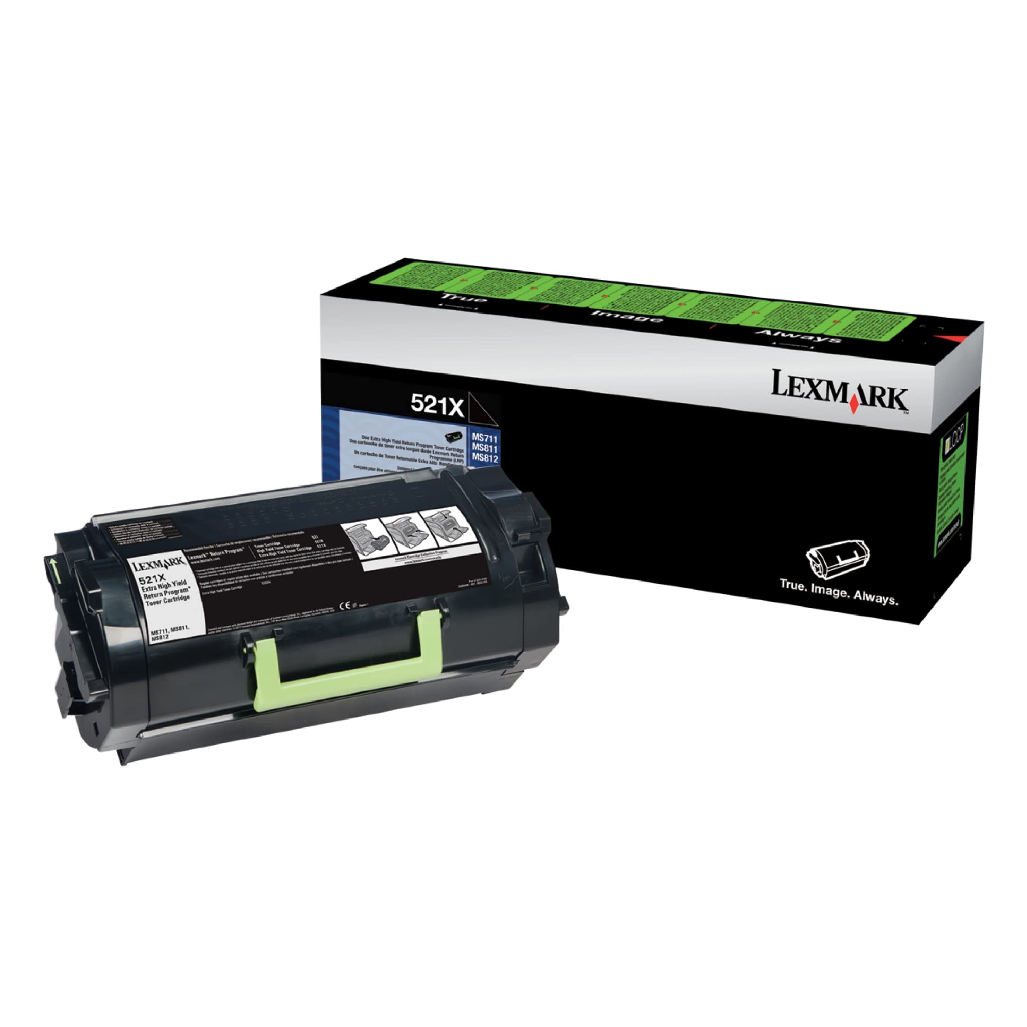 Lexmark 521X - Extra High Yield - black - original - toner cartridge LCCP LRP - for Lexmark MS811dn