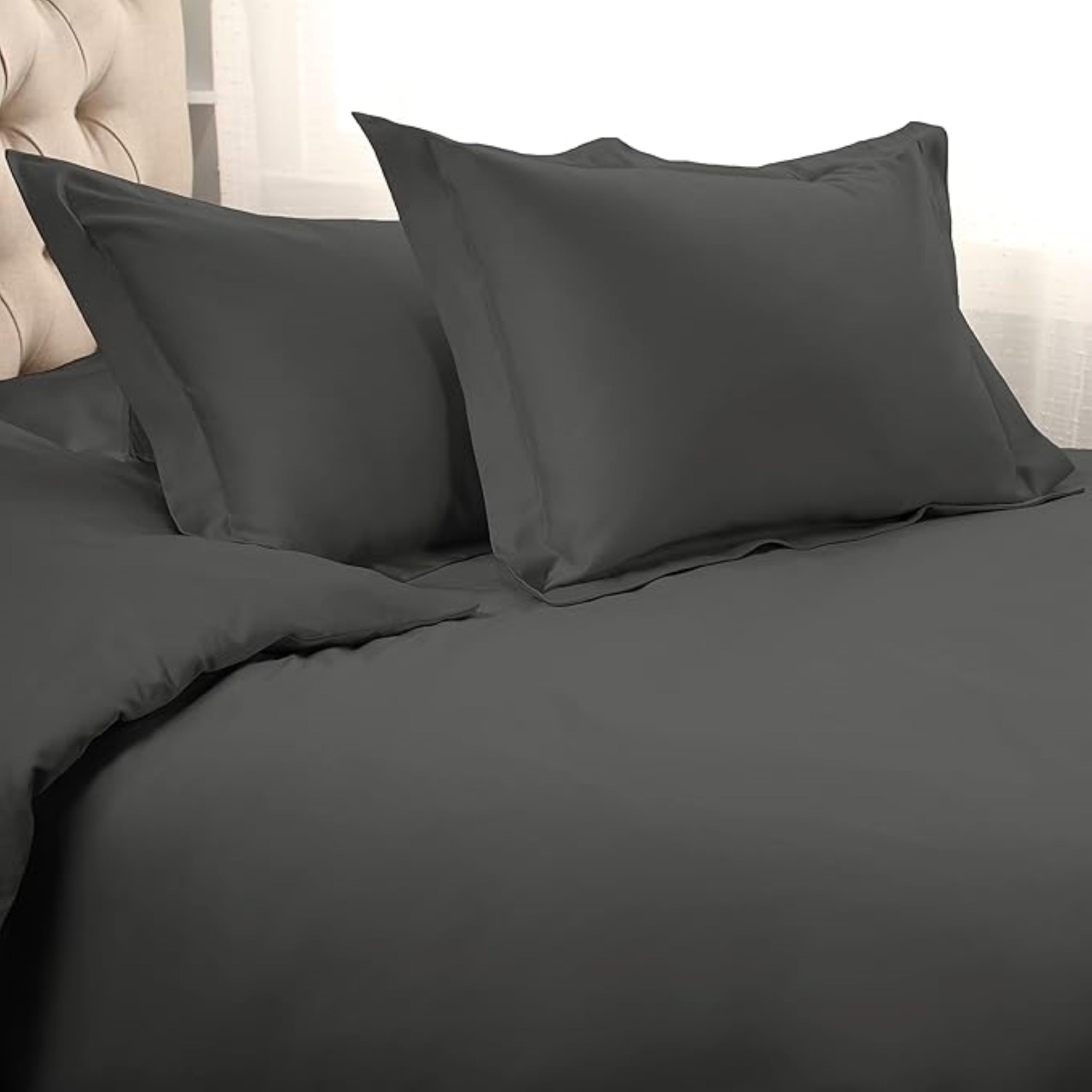 1500-Thread Duvet Cover Set Long-Staple Cotton King/Cal King Grey