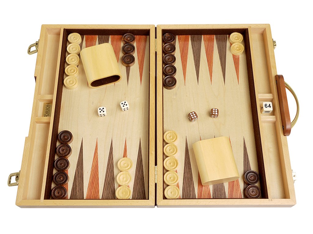 Walnut Wood Backgammon Set - 15 Classic Handcrafted Wooden Attache Case