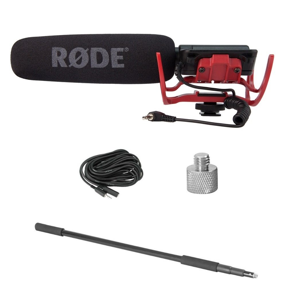 Rode VideoMic Microphone Pack with Rycote Lyre Mount Boom Pole Screw Adapter and Extension Cable