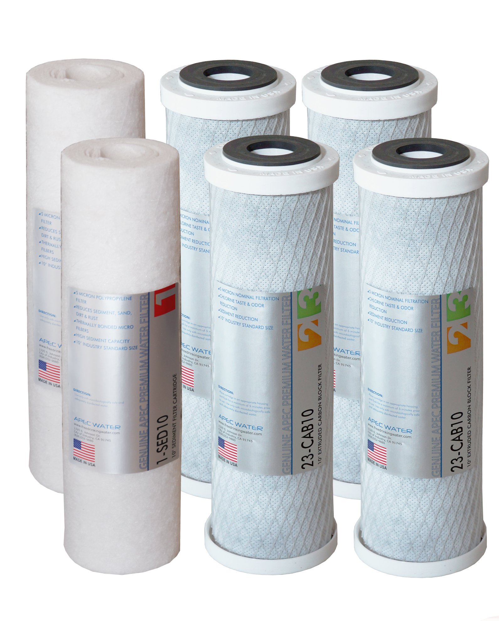 Apec filter-setx2 US Made 2セットの二重容量交換用プレフィルタセットfor究極シリーズ逆浸透膜システムステージ1、2 & 3、2パック堆積物と4カーボンブラックフィルタ