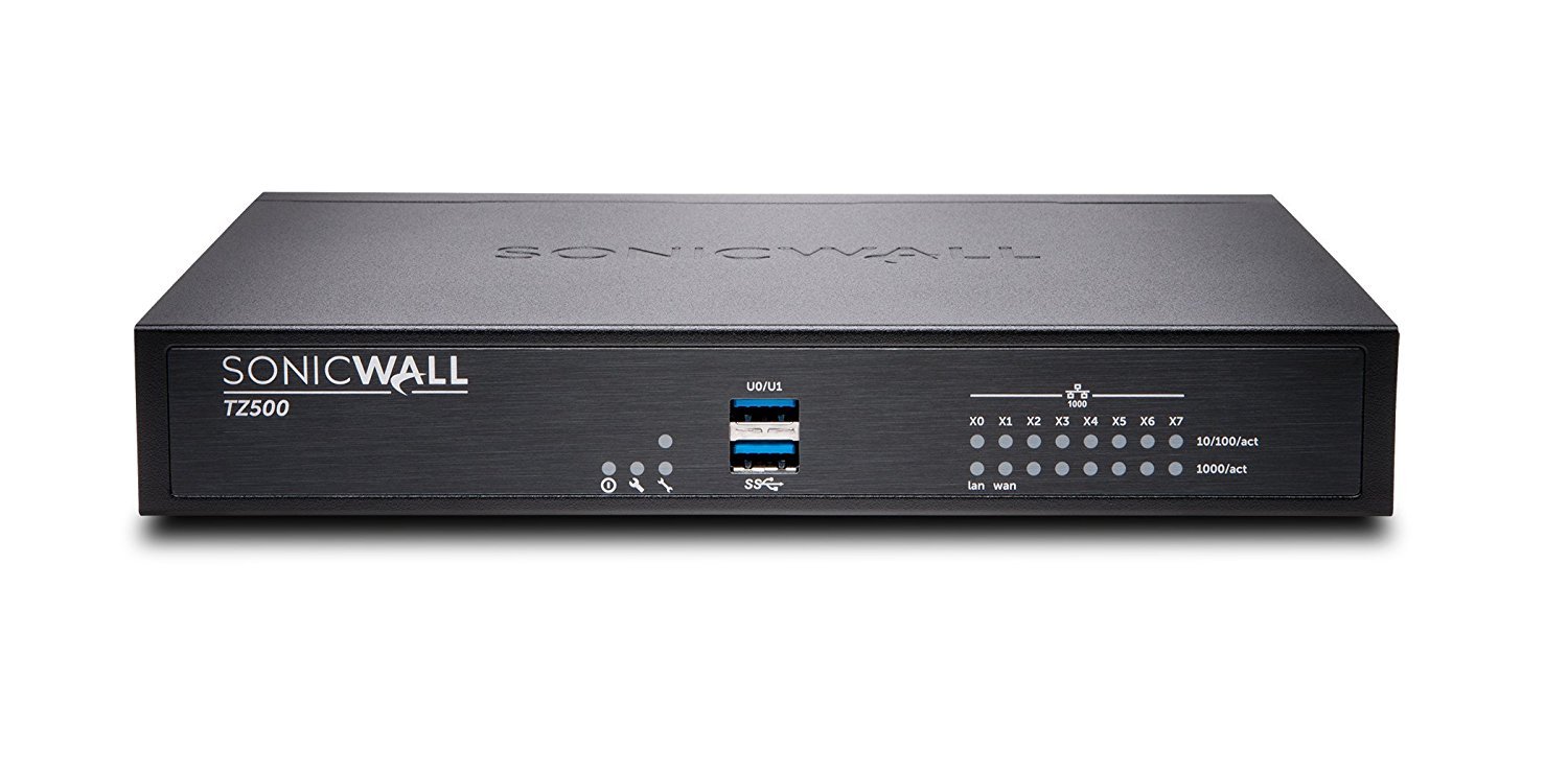 DELL SonicWALL TZ500 UTM Firewall Appliance - 4x1GHz cores 8x1GbE interfaces 1GB RAM 64MB Flash (