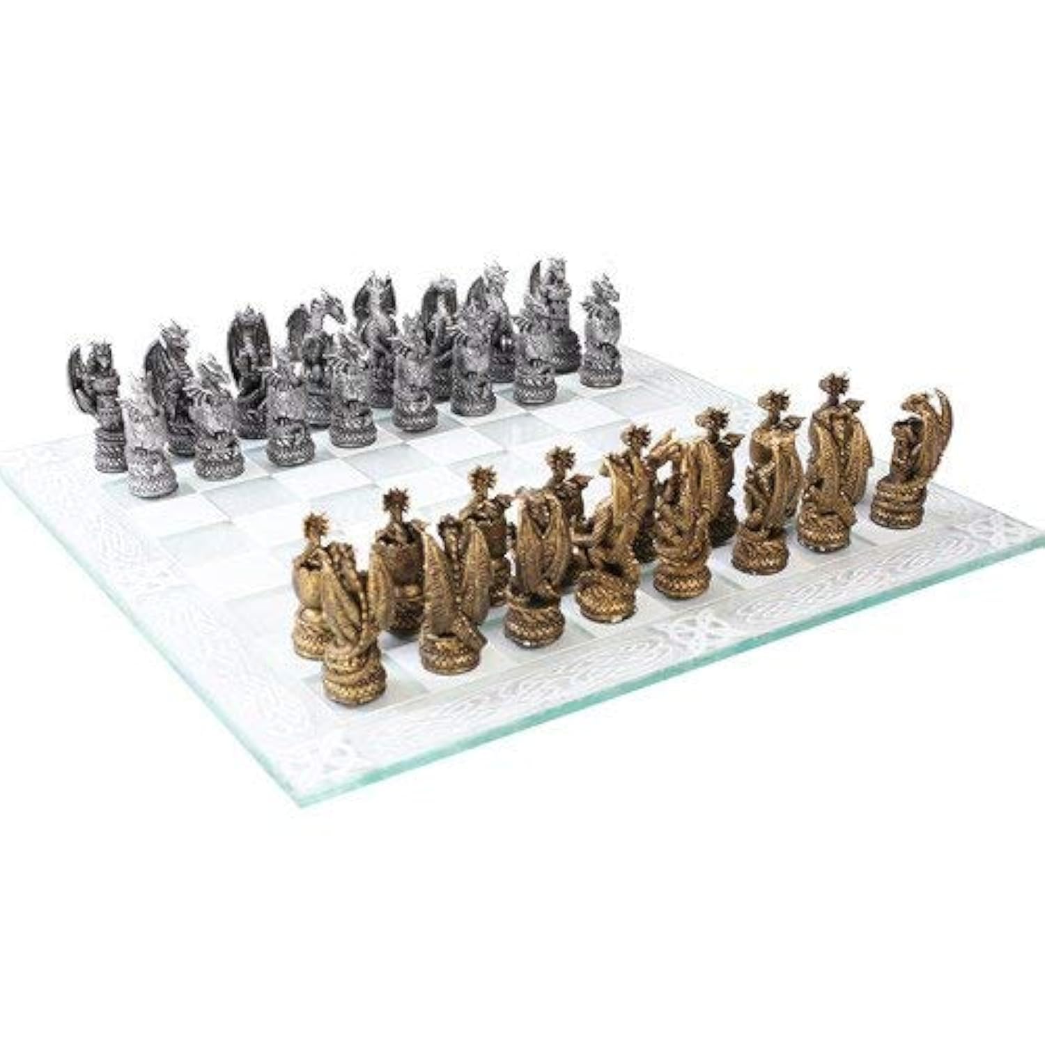 Pacific Giftware ドラゴンキングダムチェスセット ガラスボードセット