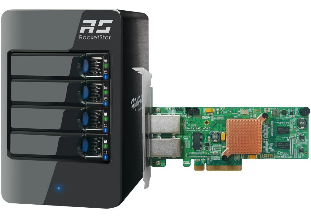HighPoint 6Gb/s SAS/SATA ハードウェアRAID ストレージ拡張 エンクロージャー 4ベイ タワー型 RocketStor 6414AS