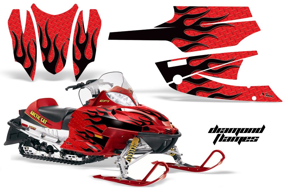 AMR Racing スノーモービルグラフィックキット ステッカー デカール Arctic Cat Firecat 2003-2006対応 ダイヤモンドフレーム ブラック レッド