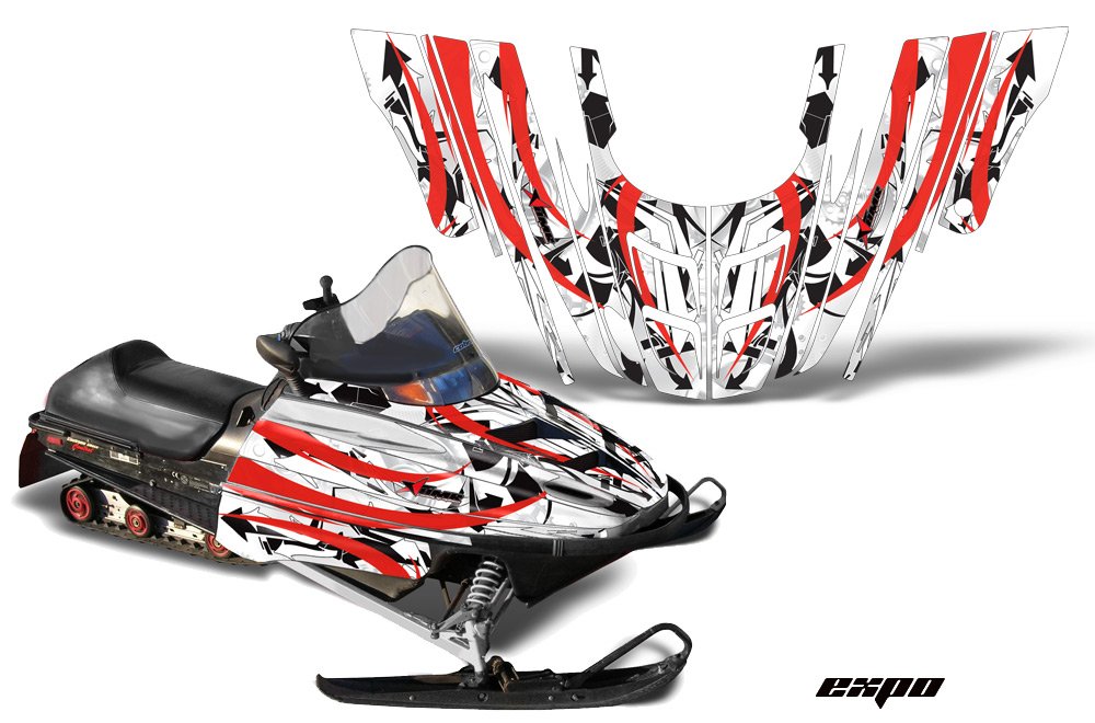 AMR Racing スノーモービルグラフィックキット ステッカー デカール ポラリス 700XC 800XCR 600 RMK 1999-2003 - Expo Red White