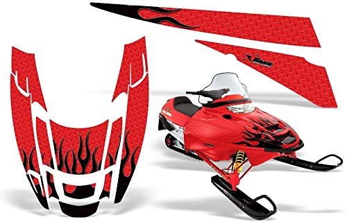 AMR Racing スノーモービルグラフィックキット ステッカー デカール ポラリスエッジ1999-2010対応 - ダイヤモンドフレーム ブラック レッド