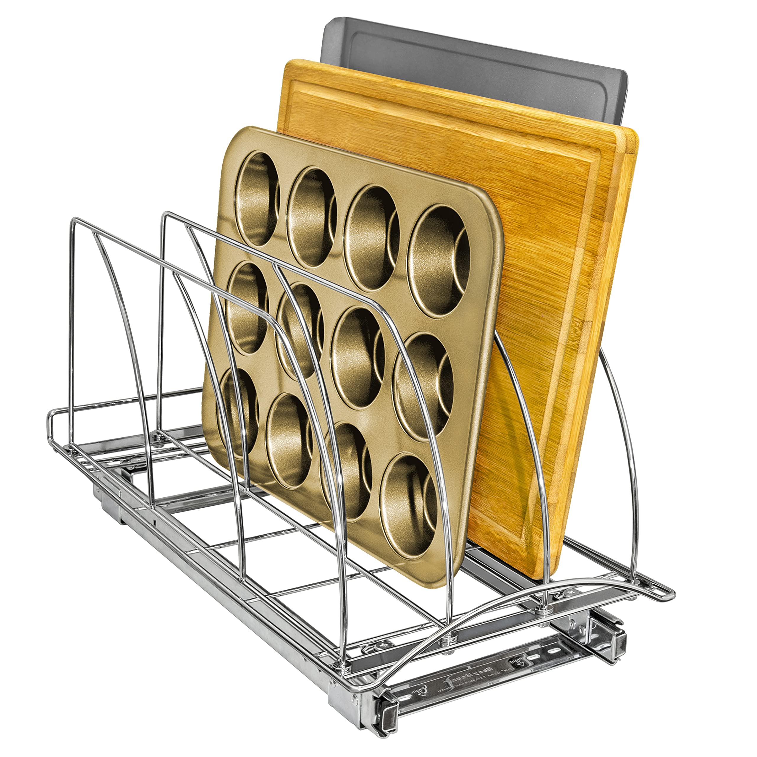 LYNK PROFESSIONAL? 引き出し式カッティングボード、クッキーシート、ベーキングパンオーガナイザーラック - Lifetime Ltd保証-スライドアウトキッチンキャビネットストレージオ