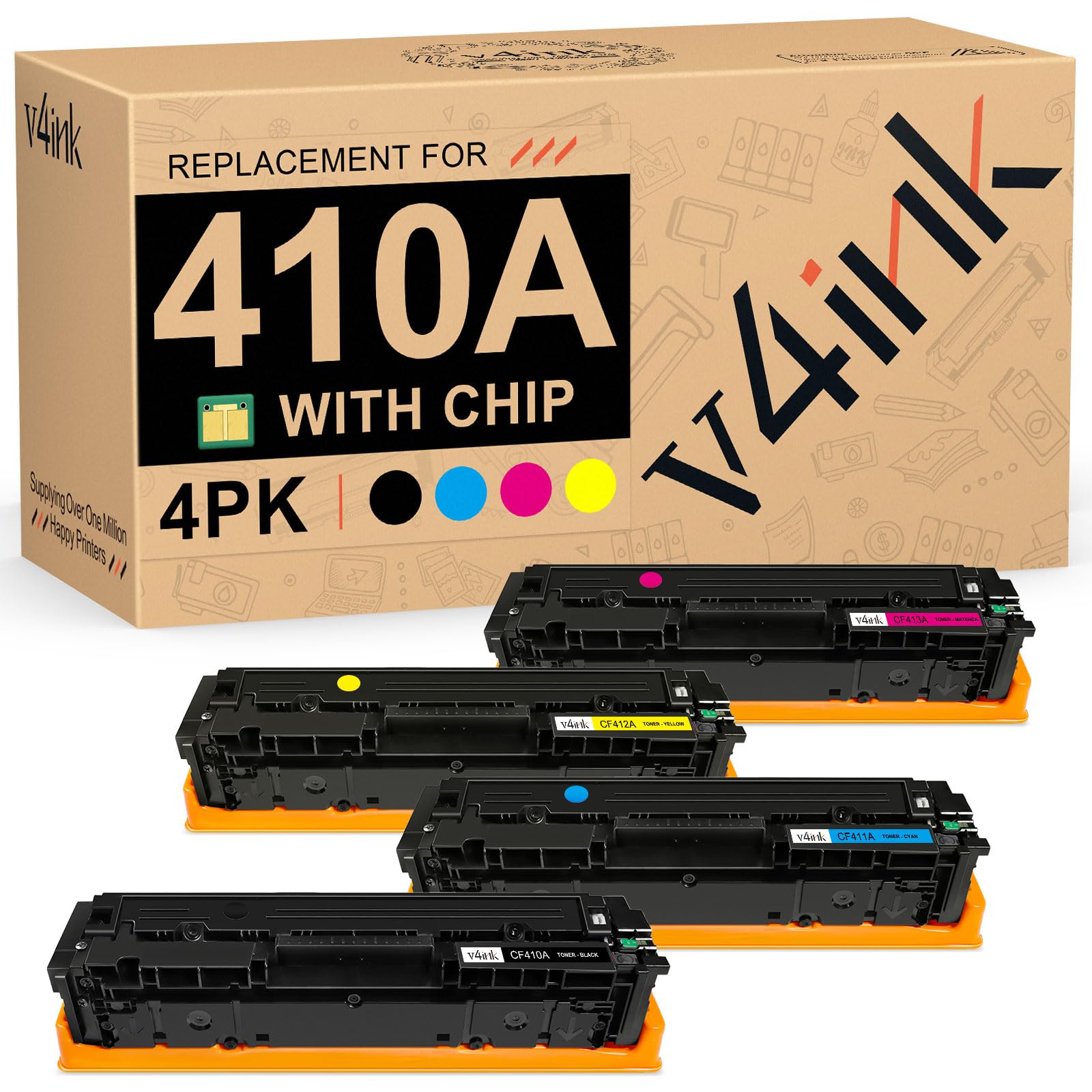 v4ink 410A 互換トナーカートリッジ HP 410A 410X CF410A CF411A CF412A CF413A トナーセット HP Color Pro M452dn M452dw M4