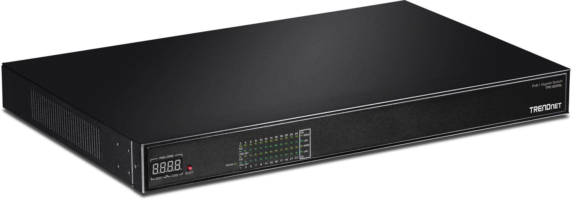 TRENDnet TPE 3026L - Switch - 24 x 10/100/1000 (PoE+) + 2 x Gigabit SFP - rack-mountable - PoE+ (430