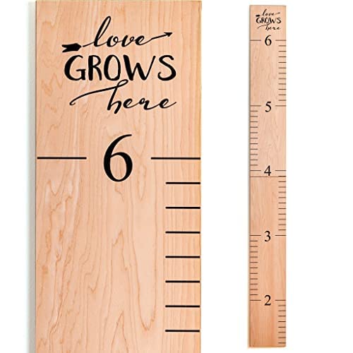 Growth Chart Art Presents: Wooden Growth Chart Ruler for Boys & Girls To Measure Height of Kids Nur