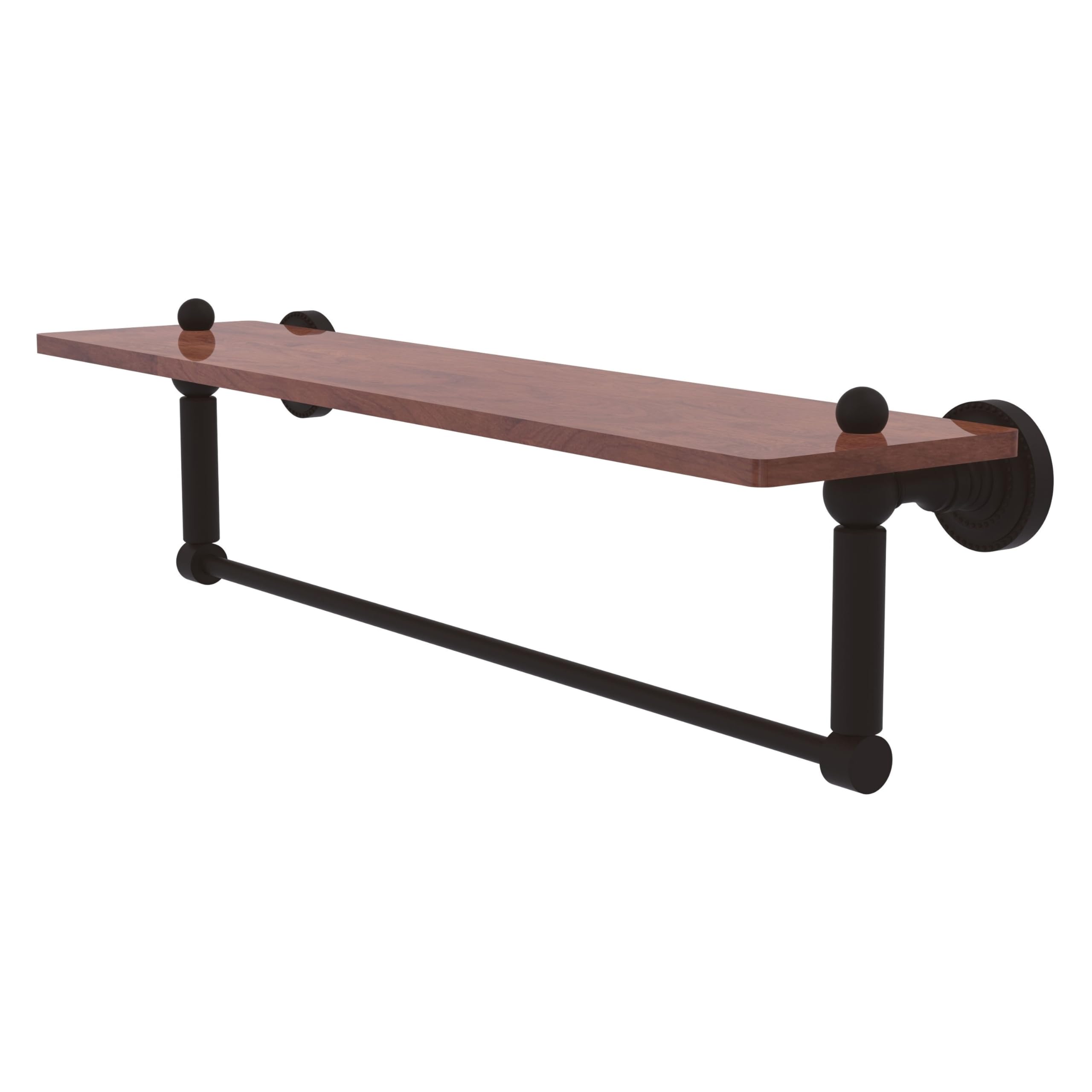 Dottingham Collection 22 Inch Solid IPE Ironwood Shelf with Integrated Towel Bar - DT-1TB-22-IRW-ORB