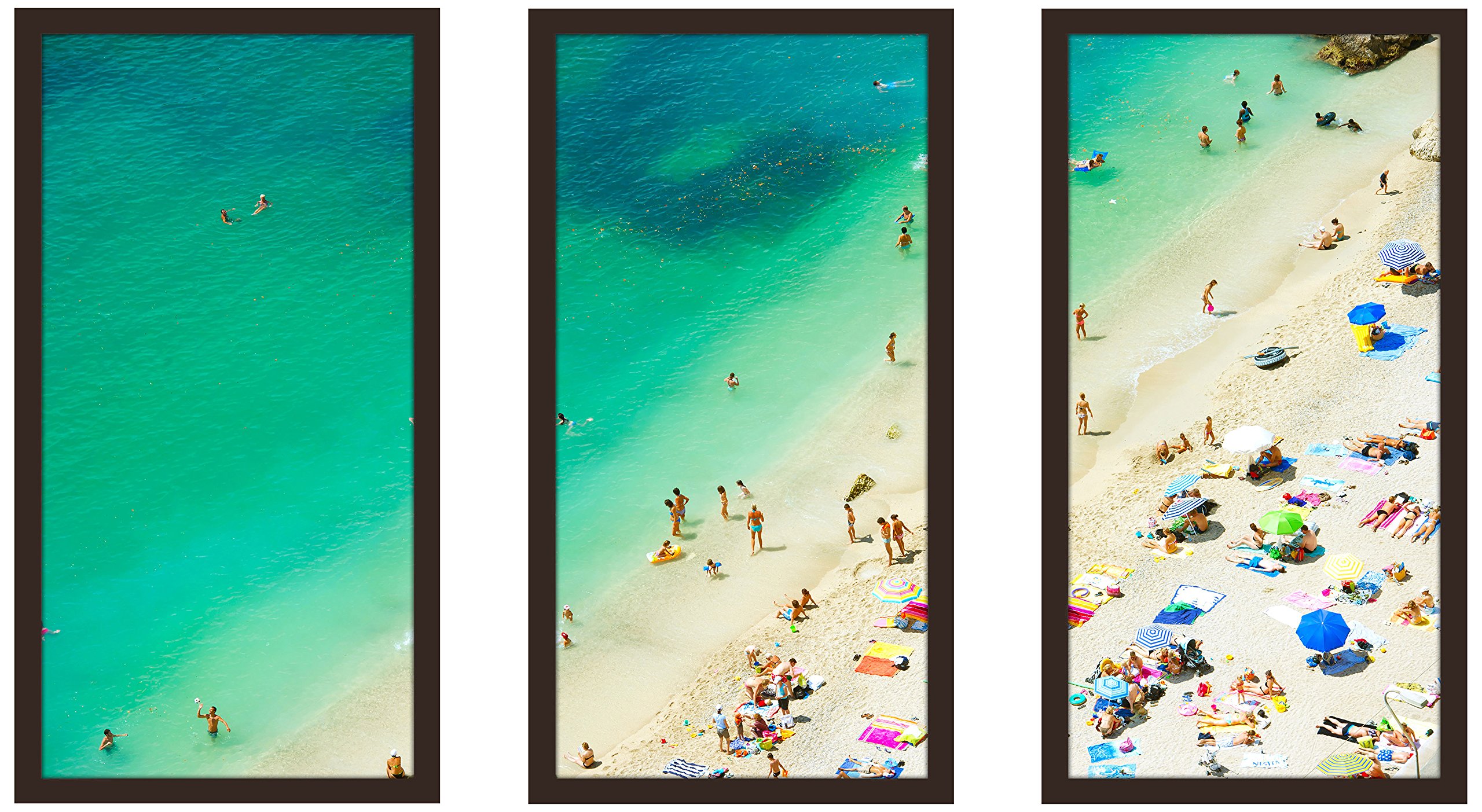 Picture Perfect International Beach Please Xi フレーム付きプレキシガラスアート3枚セット 壁装飾 幅13.5インチ x 高さ25.5インチ x 奥行き1イ
