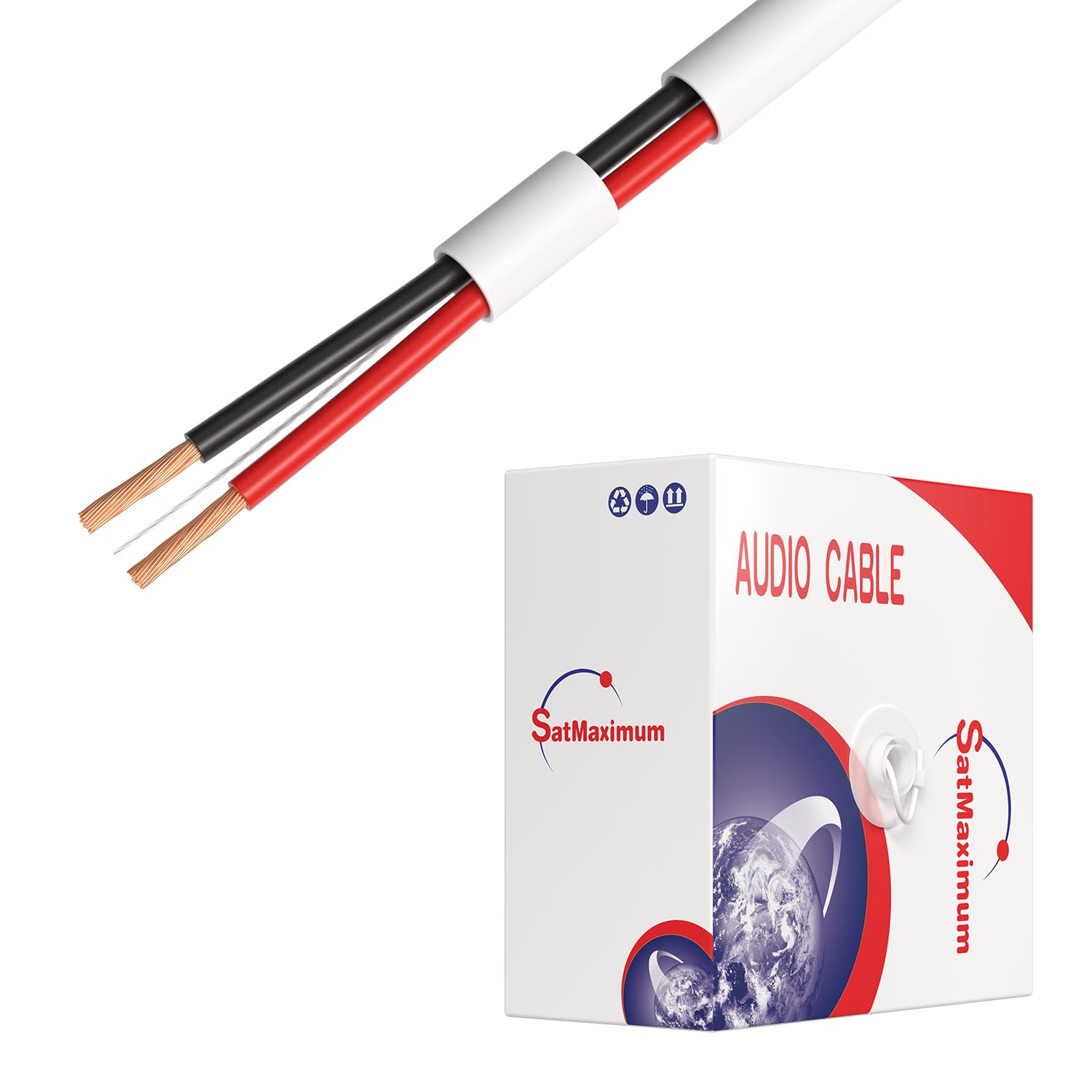 500フィート 12AWG 2コンダクター (12/2) CL2定格大音量スピーカーケーブルワイヤー プルボックス (壁内設置用) (12AWG / 2導体、500フィート)