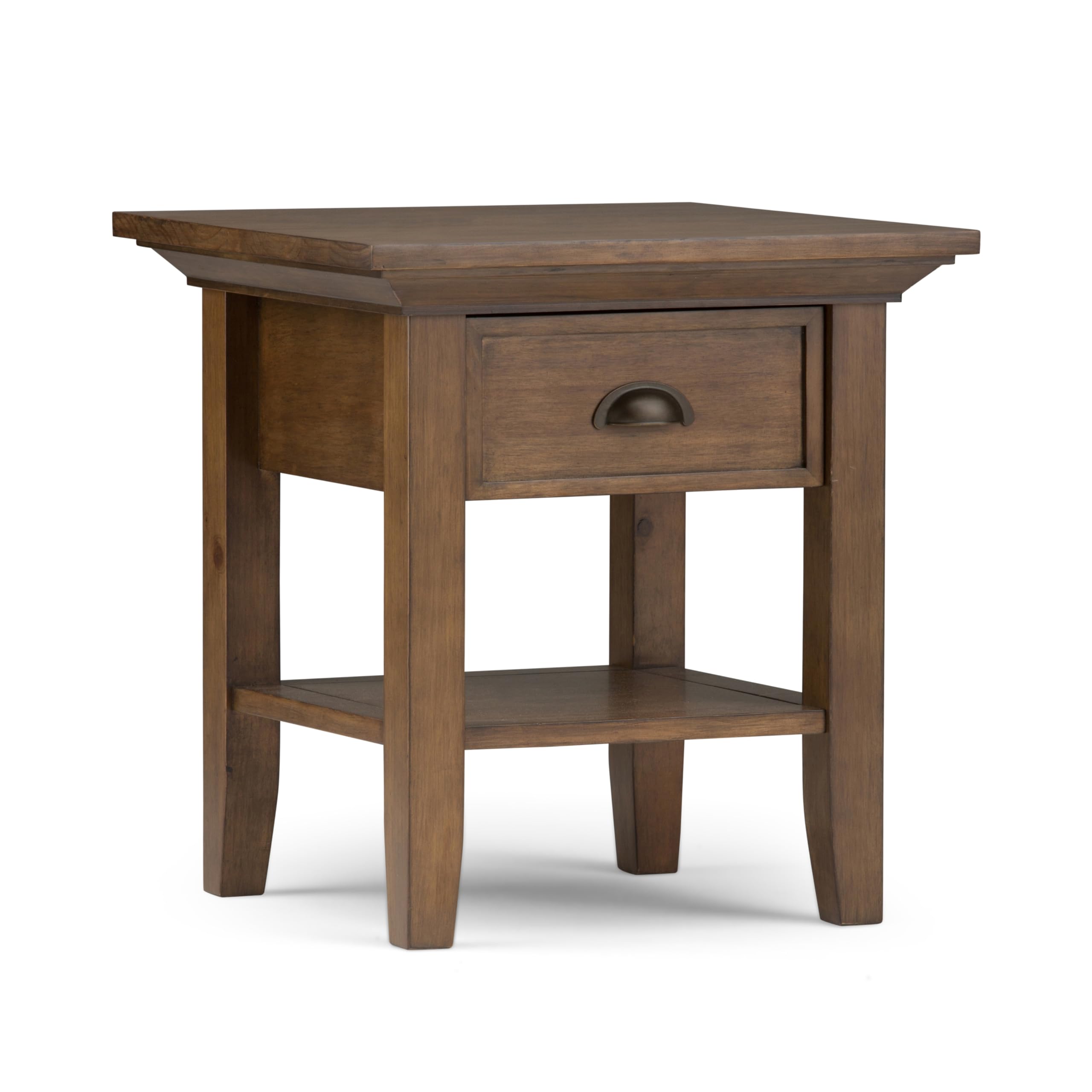 Simpli Home Redmond Solid Wood 19 inch Wide Square Rustic End Side Table in Rustic Natural Aged Brow