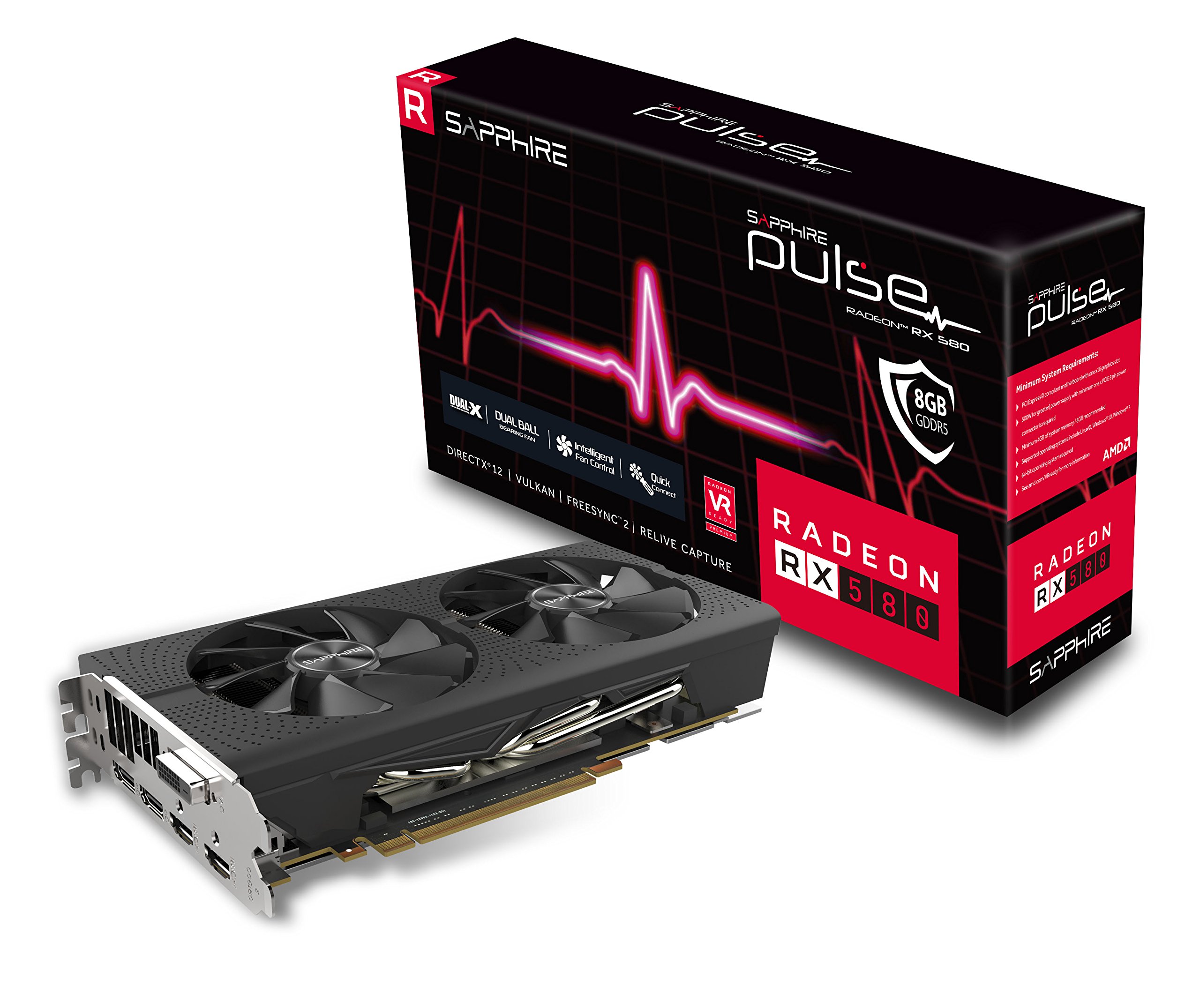 Sapphire Technology Technology 11265-05-20G Radeon Pulse RX 580 8GB GDDR5 Dual HDMI/DVI-D/Dual DP OC
