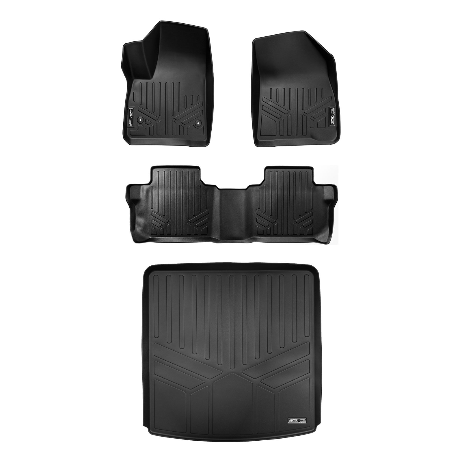 MAXFLOORMATフロアマット(2行) MAXTRAY CargoライナーBehind 2 nd行セットブラック2017 ? 2018 GMC Acadia with 2 nd行ベンチシート