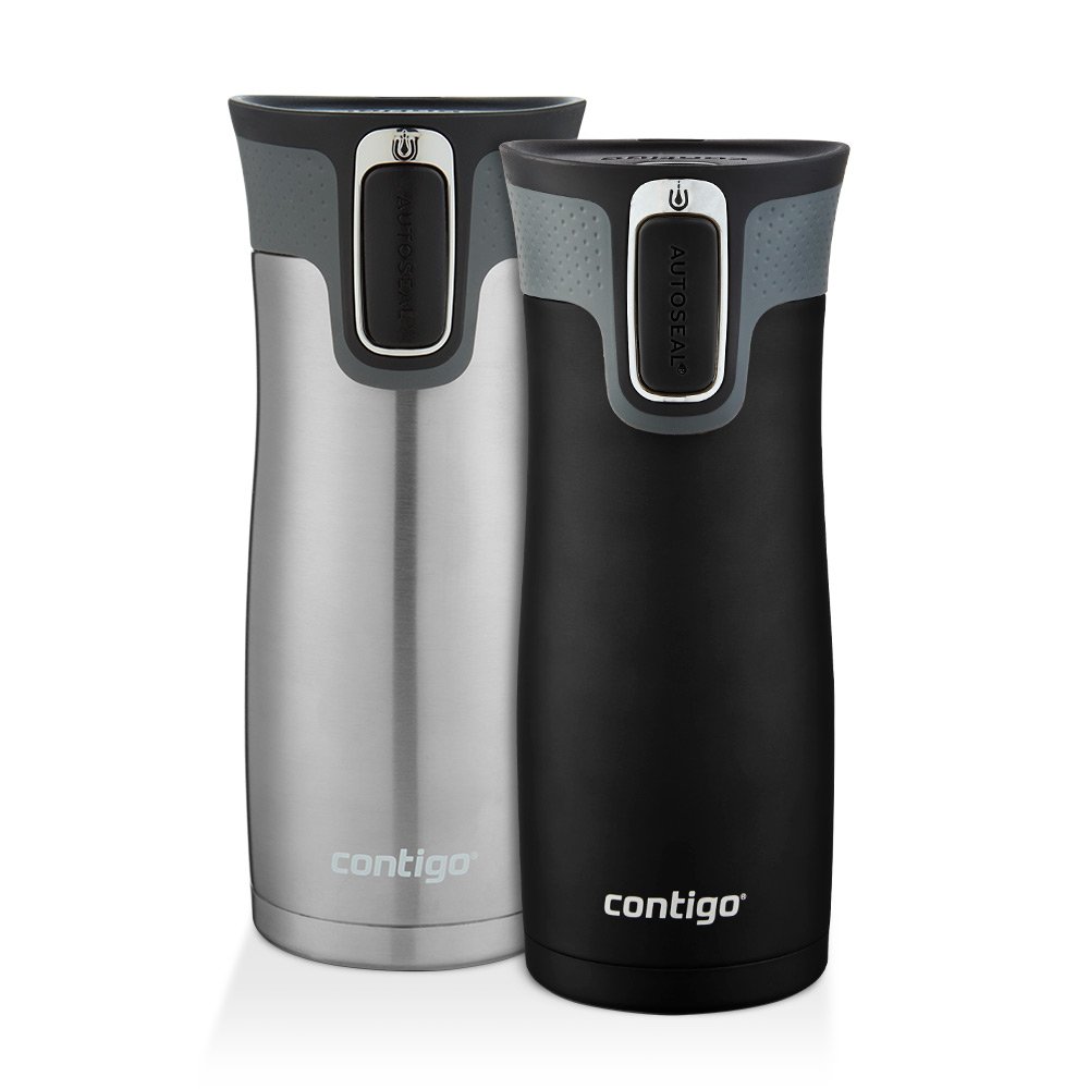 (Matte Black & Stainless Steel) - Contigo AUTOSEAL West Loop Travel Mugs 470ml Stainless Steel & M