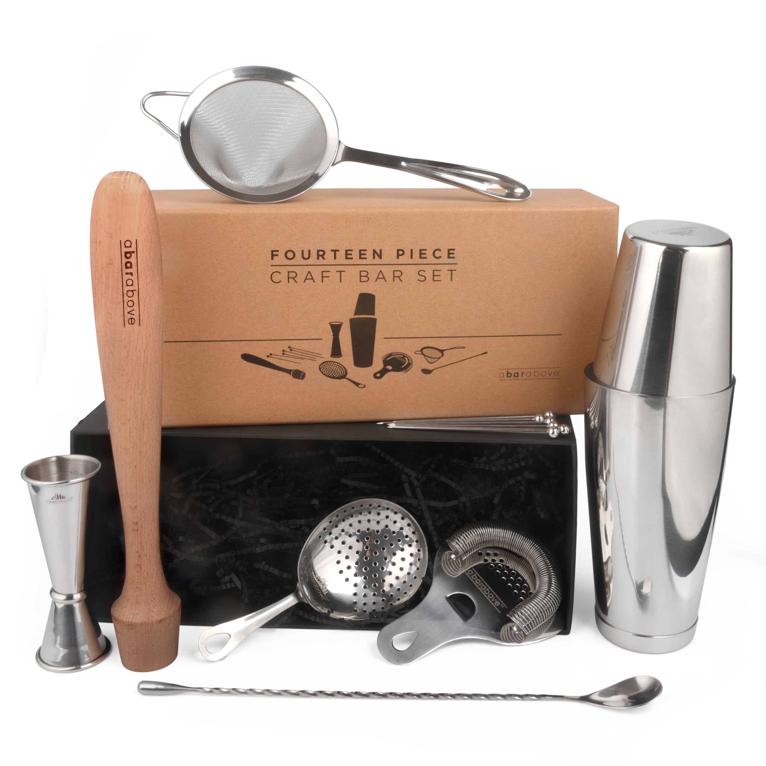 (Advanced) - Craft Bar Set: Set of 14 Pro Bar Tools for Bartender and Home Bars