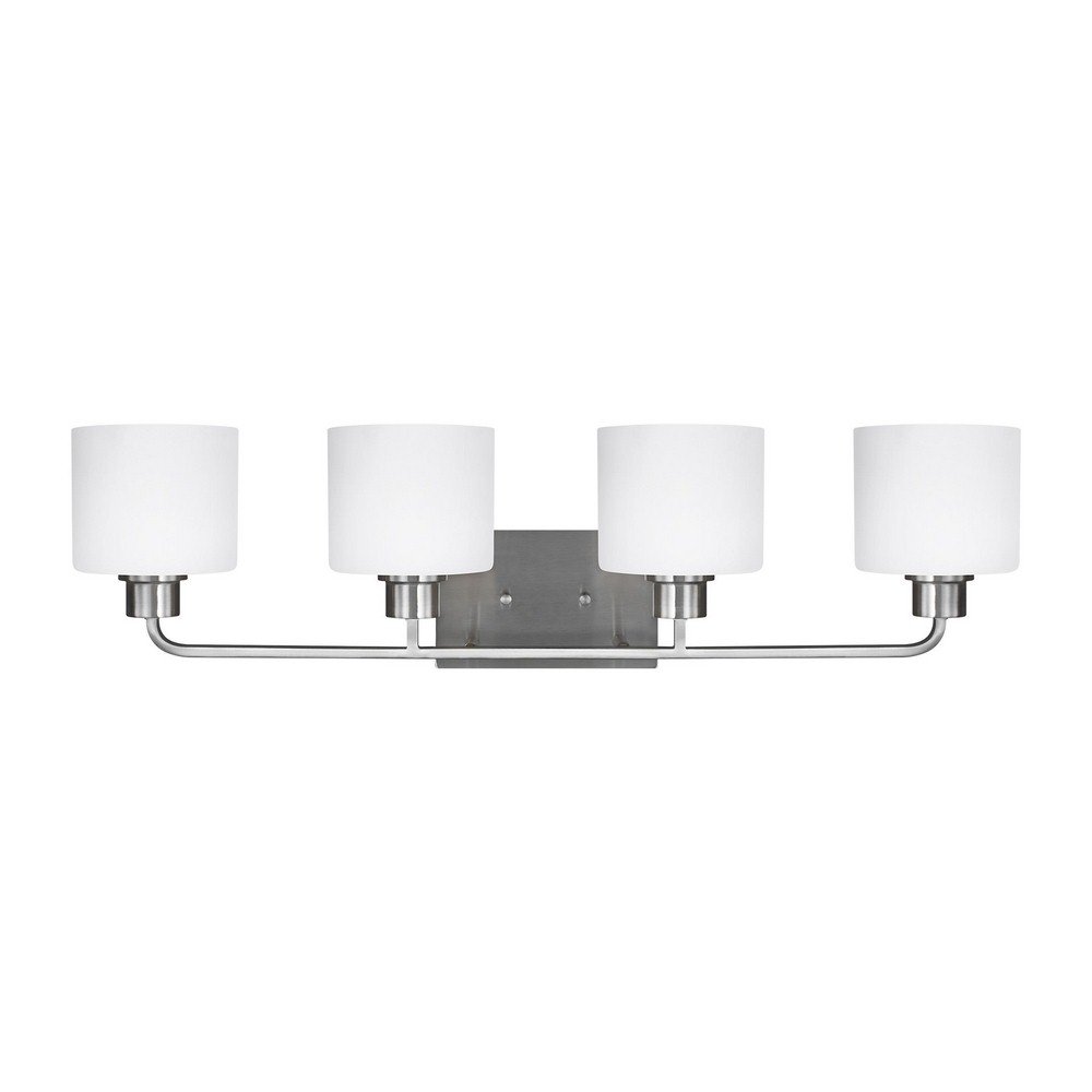 Sea Gull照明4428804en3 ? 962 Canfield ? 9.5 W 4つライトBath Vanity、つや消しニッケル仕上げwith Etched /ホワイトガラス