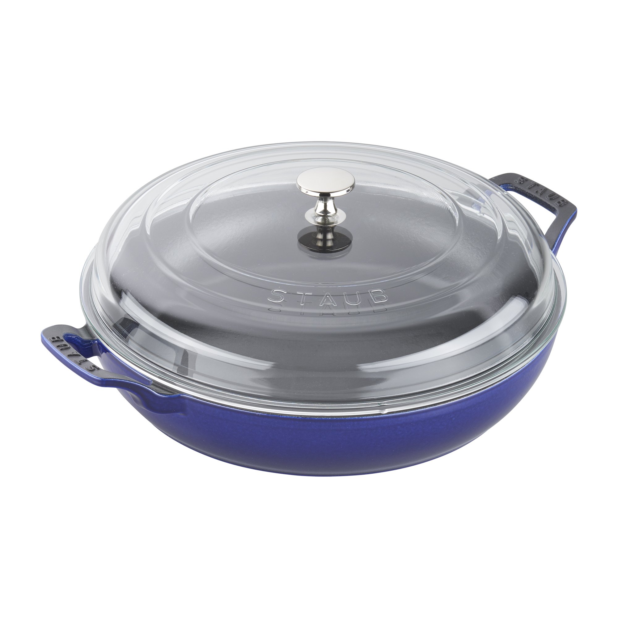 Staub 鋳鉄製 3.5クォート ブレイザー ガラス蓋付き ダークブルー