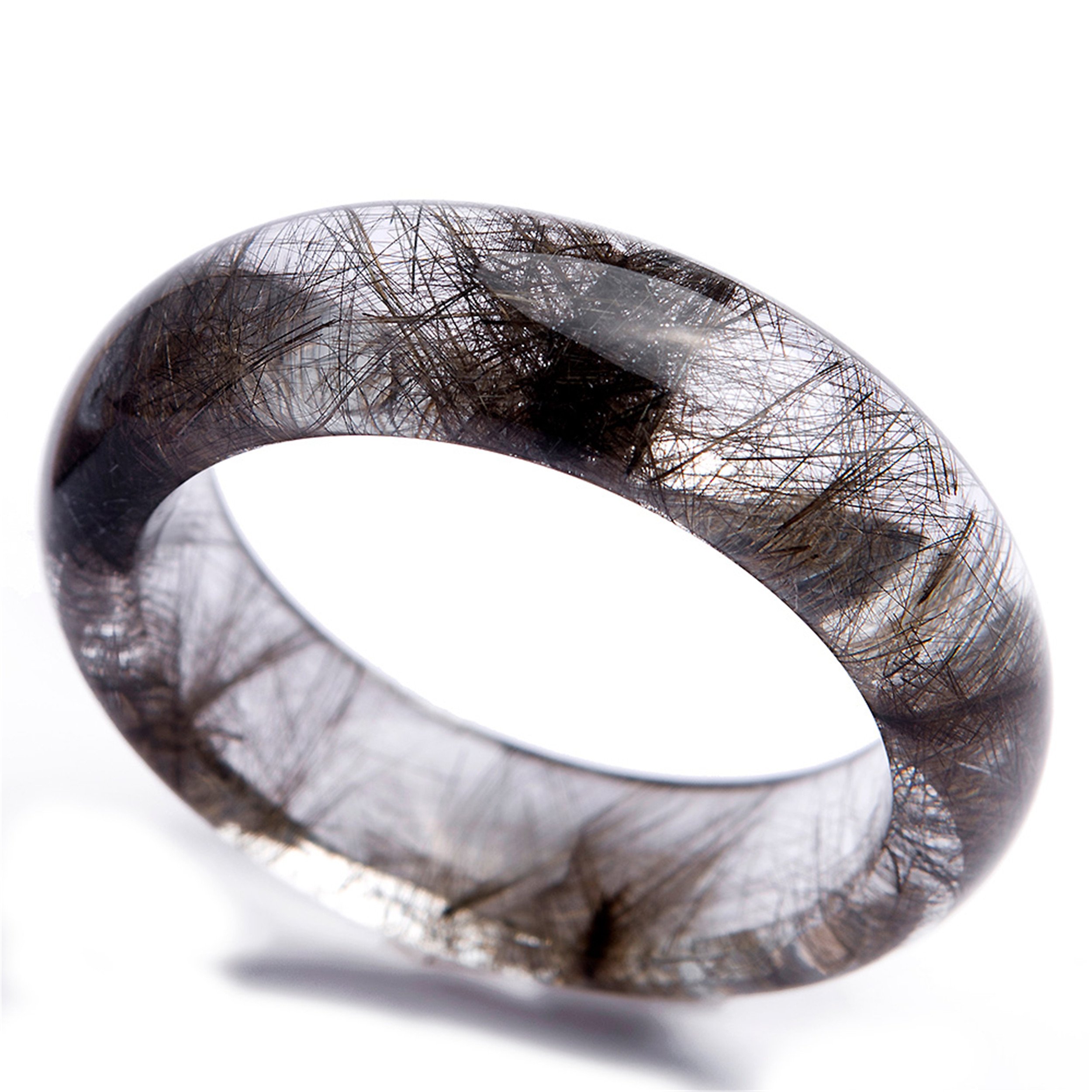 lizifangブラジル天然シルバールチルクォーツクリスタルバングルブレスレットの女性AAAA Inner直径56 mm