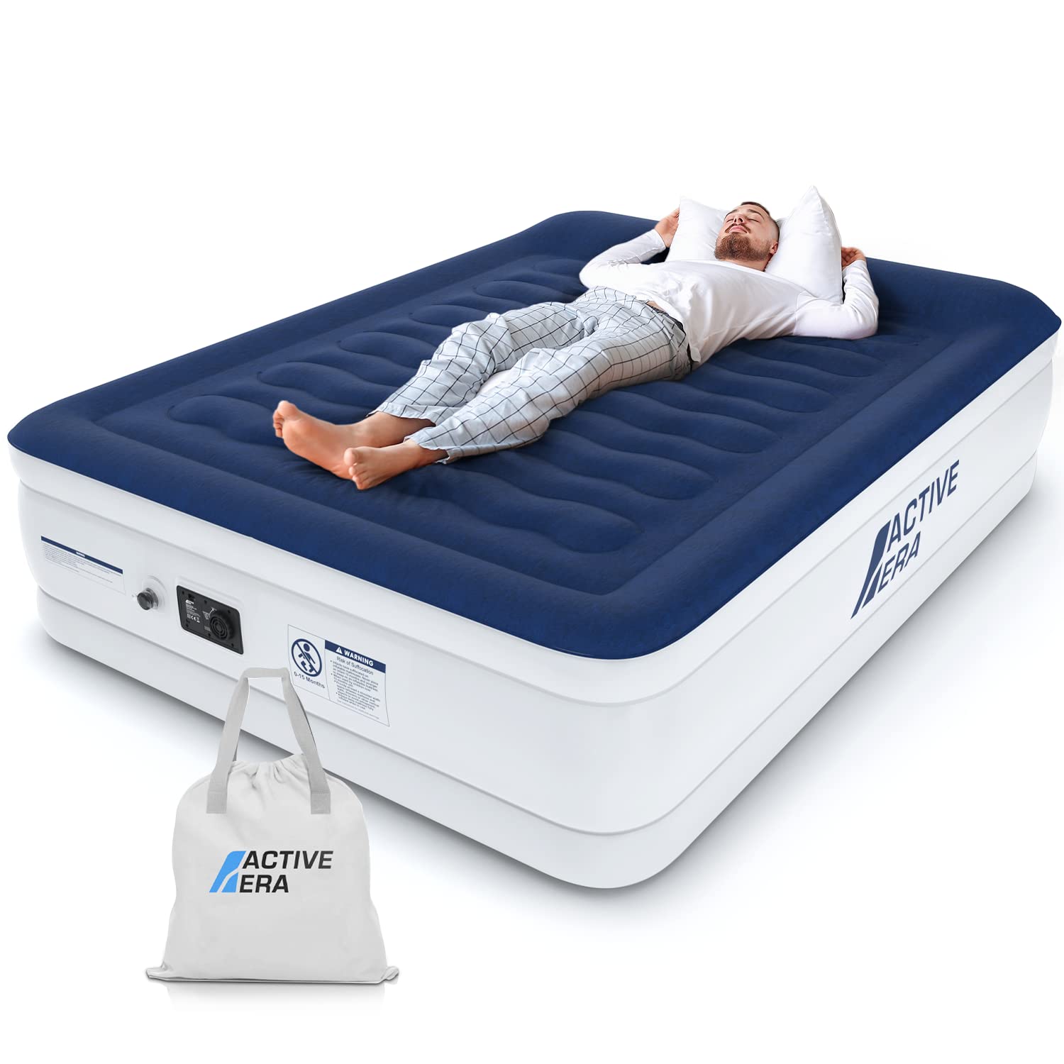Active Era Air Mattress with Built-in Pump - Puncture Resistant Air Bed with Waterproof Flocked Top