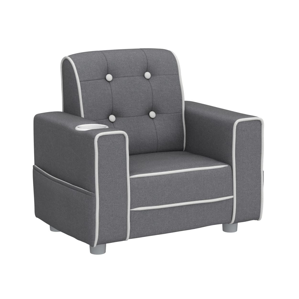 Chelsea Kids Upholstered Chair with Cup Holder Soft Grey