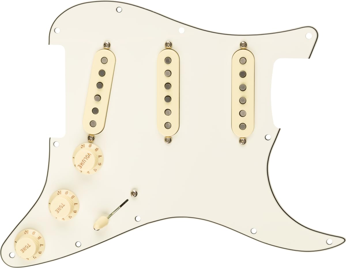 Fender ギターパーツ Pre-Wired Strat Pickguard Custom Shop Fat 50's SSS Parchment 11 Hole PG