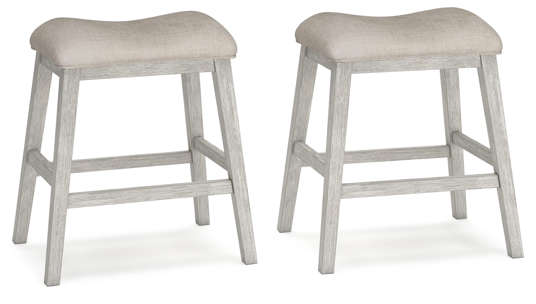 Signature Design by Ashley Skempton バックレス 布張り バースツール 2個セット アンティークホワイト