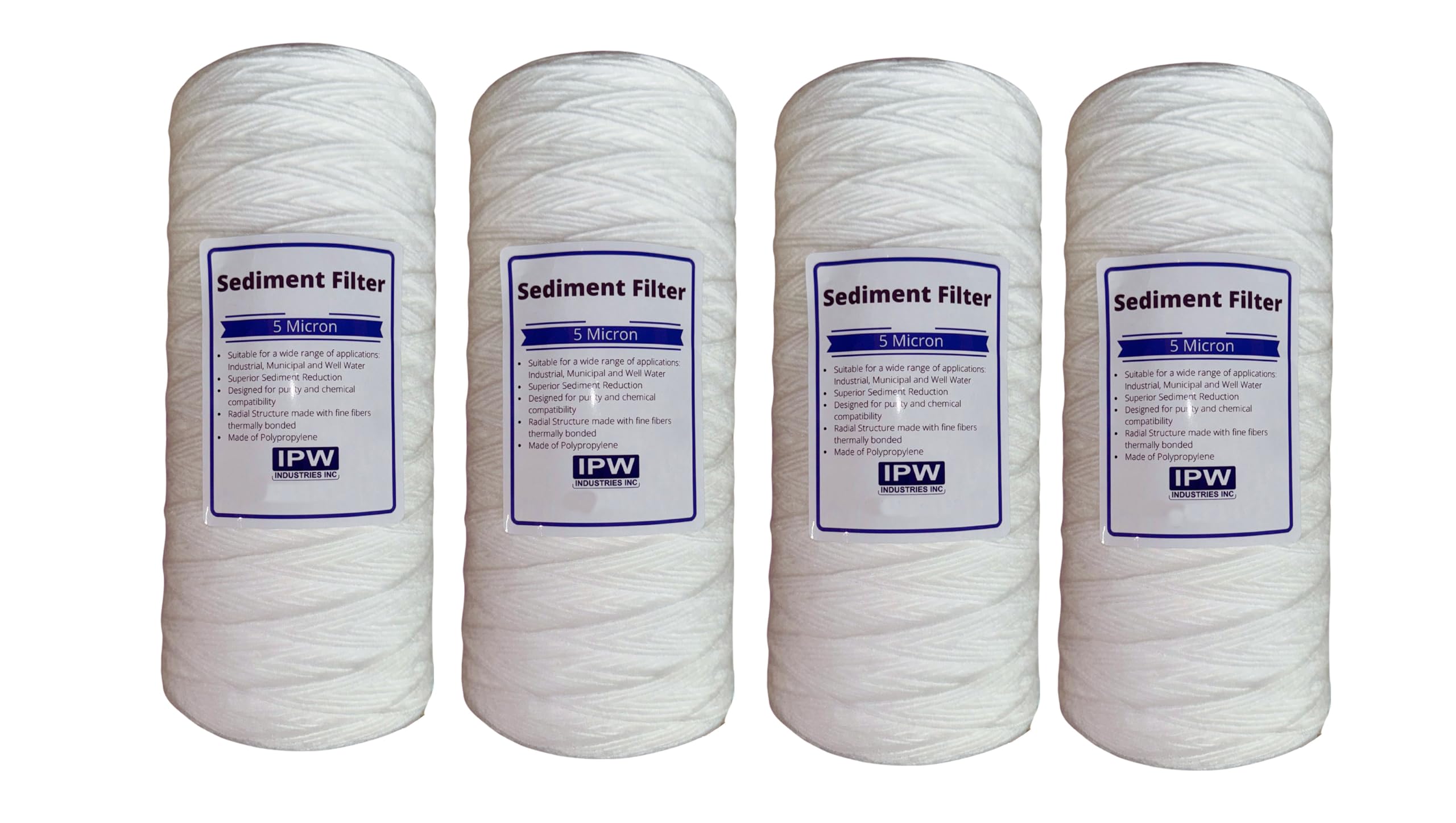 IPW Industries Inc.-ハウス全体の水と堆積物フィルター、井戸水用、ペリカン水フィルターの交換用-5ミクロンフィルターカートリッジ-10インチ x 4.5インチ。