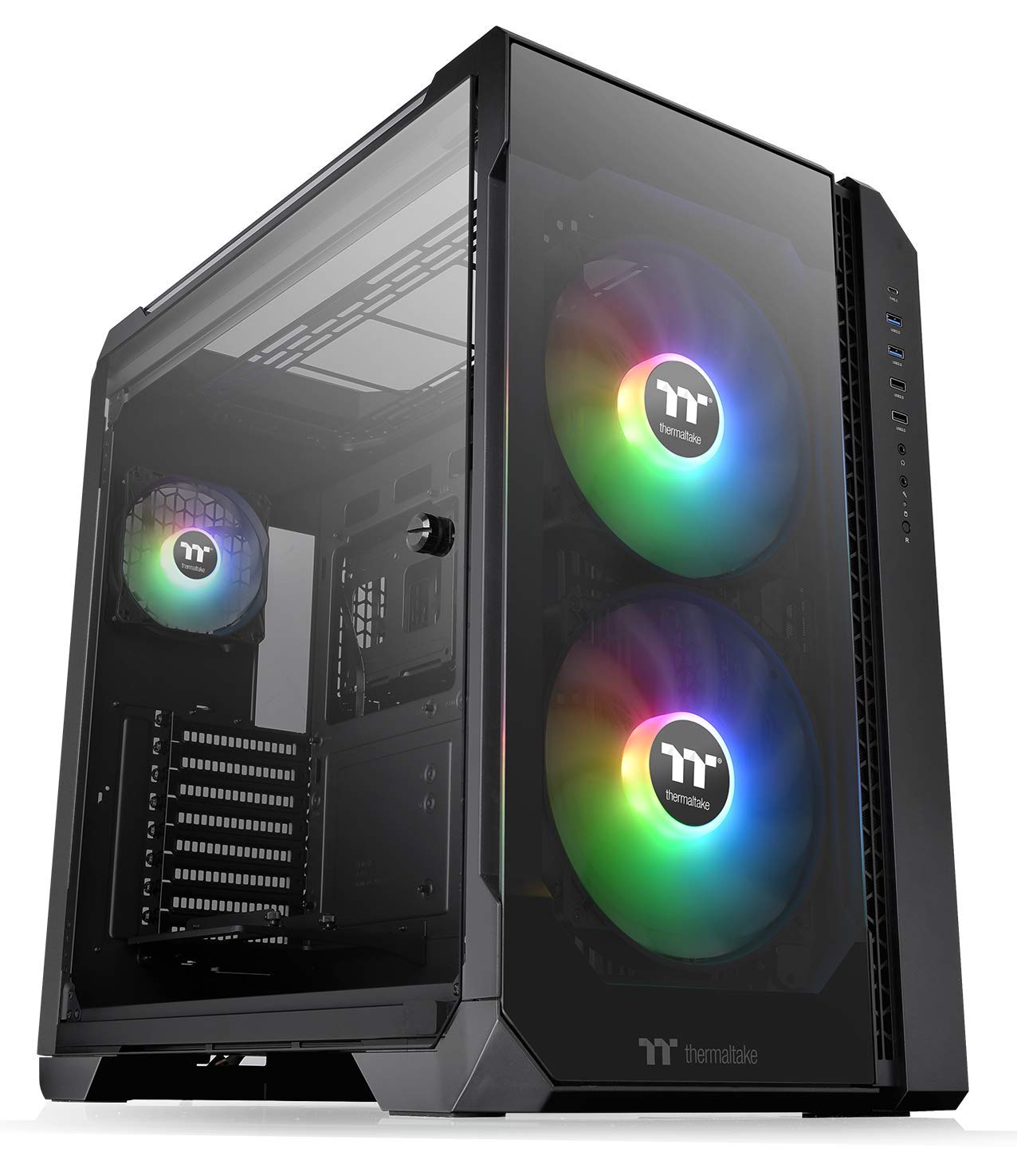 Thermaltake View 51 マザーボード 同期 ARGB E-ATX フルタワー ゲーミングコンピューターケース 200mm ARGB 5V マザーボード同期RGBファン2個 + 140m