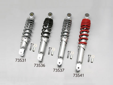 【DAYTONA(デイトナ)】 73541 ユニバーサルリアショック 310mm メッキ/レッド品番73541カラーメッキ/レッドサイズ310mmタイプ説明通勤、通学など街乗りを重視したバネレートに設定(従来ハイグリップタイプと同等)。スプ...