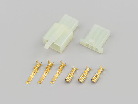 【DAYTONA(デイトナ)】 96168 コネクター110型 (セット) 3極【品番】96168【カラー】ナチュラル【サイズ】【タイプ】110型/3極【説明】・カラー：ナチュラル・コネクター（オス・メス）各1個・端子（オス・メス）各3個・...