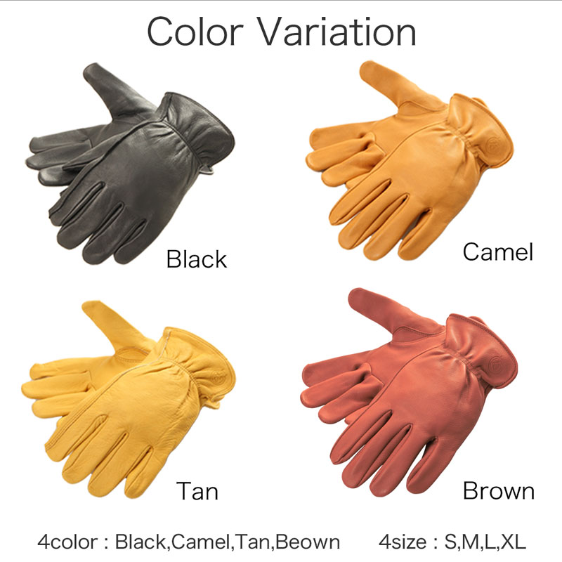 品　番：WL962カラー：ブラック、キャメル、タン、ブラウン素　材：DEER SKIN（洗える鹿革）サイズ：S、M、L、XL注意点■ご使用時の注意点■・同じ製品であってもそのシワやヒビの入り方にはそれぞれ個体差があり、またその革固有のキズ・...