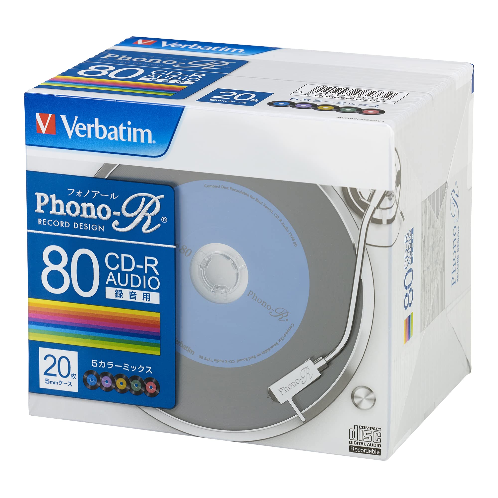 品種:音楽用 CD-R 容量:700MB 録音時間:80分 盤面印刷:×(アナログレコードデザイン) 倍速:48倍速 ※データ用CD-Rとして使用する場合は48倍速でお使いいただけます。,ケース:5mmスリムケース,入り数:20枚