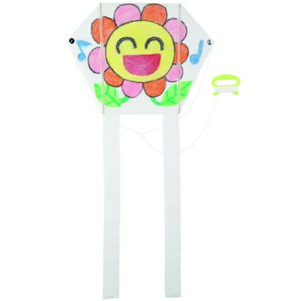 ミニサイズの凧が登場！たこ糸を1ヵ所結ぶだけで完成 商品サイズ：450×300mm、尾/50mm×1m、たこ糸/50m セット内容：本体×1 重量：26g 材質：シート：不織布、たこ糸：ナイロン、骨：竹 使用可能画材 : 色鉛筆、クレヨン、...