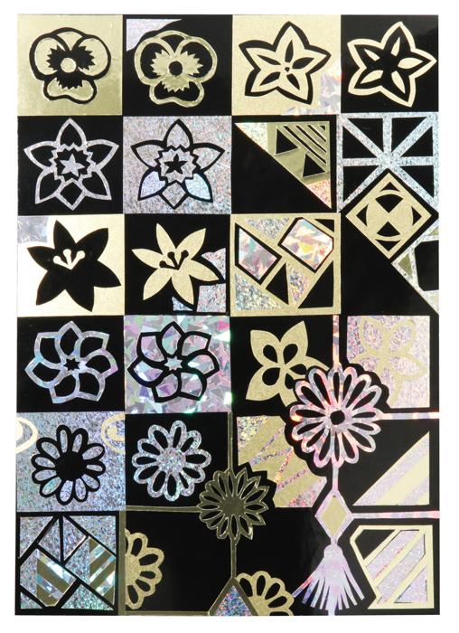 038093 らでん蒔絵調きりえセットA4 ￥693（税込） ￥630（税抜） ホログラムシートと金紙を使って伝統工芸のらでん蒔絵調の切り絵作品を作るセット 仕様 商品サイズA4210×297mm セット内容 金紙2種（タック付154×13...