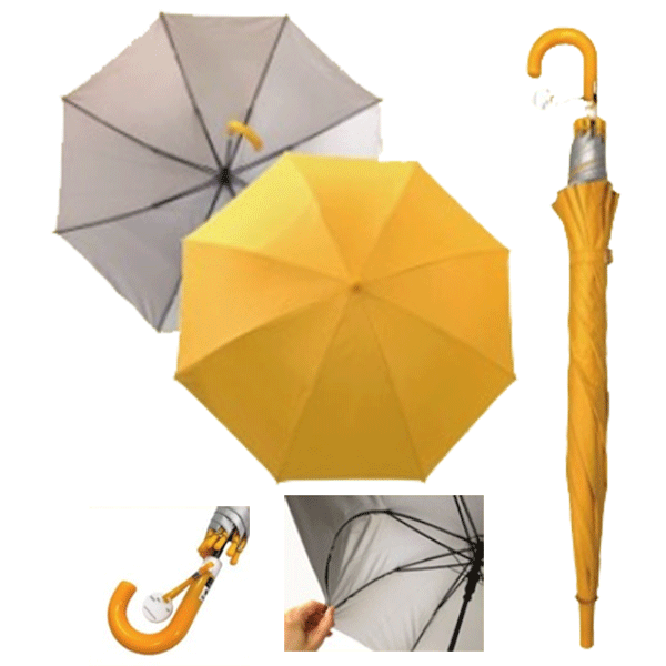 #533UV　55cm学童ジャンプ傘 晴雨兼用 JAN：4978798005339 生地：ポリエステル 　　シルバーコーティング加工 手元：PP名札付き 中棒：スチール(黒電着塗装） 親骨：グラスファイバー 親骨：約54.5cm 全長：約7...