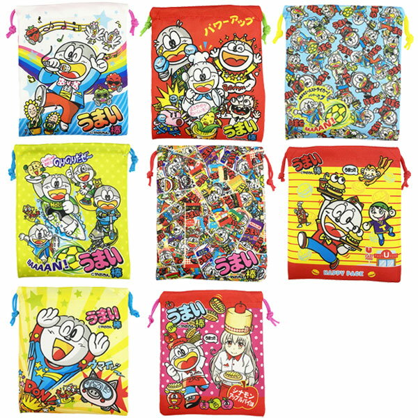 うまい棒のキャラクターうまえもんのミニ巾着袋です。 小物を入れたり給食ふきんやコップを入れたりできるちょうどいいサイズ お祭りやイベントなどの景品におすすめ ※8種取り混ぜ。種類の指定はできません。 【素材】 ポリエステル 【サイズ】 商品...