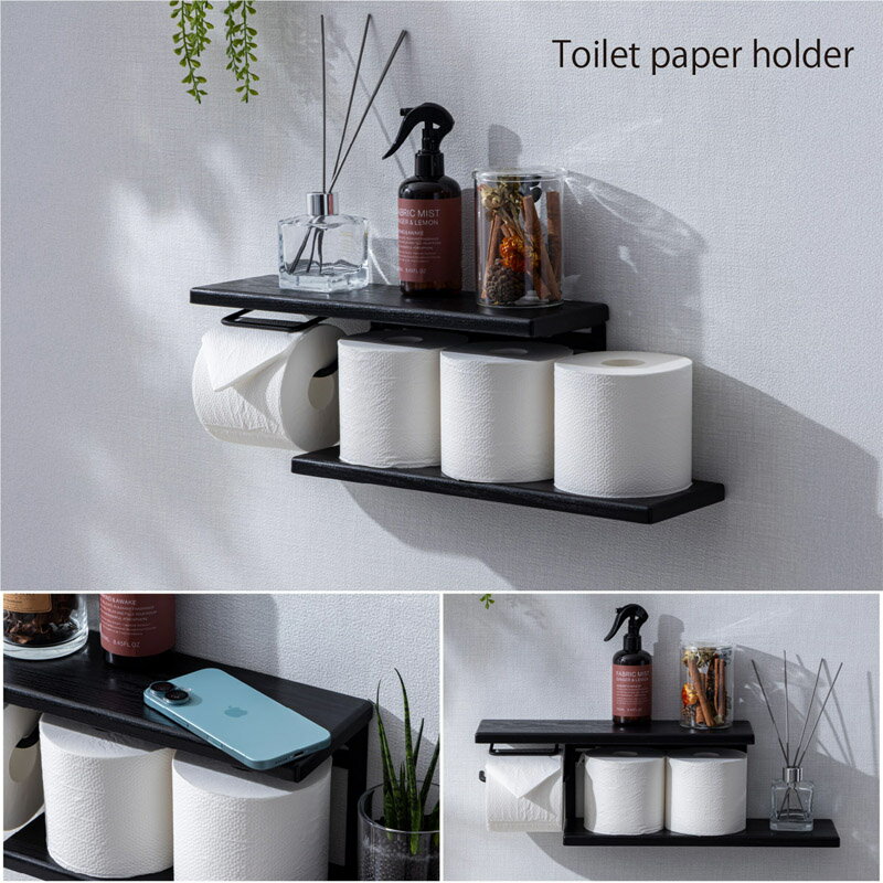 ・トイレットペーパーホルダー（ストックtype） ・品番:SIN-61 DBR/NA/GWH/BK/WW ・商品サイズ:　本体　幅52×奥行12×高さ16.5 cm ・材質天板：　天然木（スプルース材）/オイルステイン仕上げ 　　　　　　　...