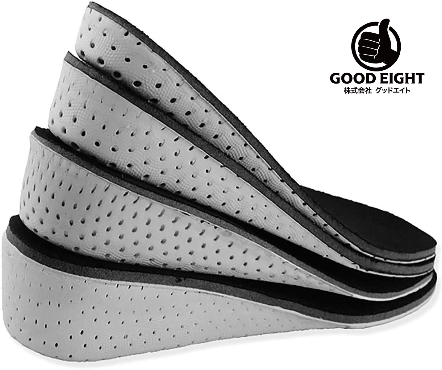 この商品は 選べる3サイズ　シークレット インソール 中敷き　2.3cm〜4.3cm ポイントお手持ちの靴の中敷きとして使うだけで身長が最大4cmアップします。身長を高く見せたい方、足を長く見せたい方におすすめです。 空気孔により通気性は抜...