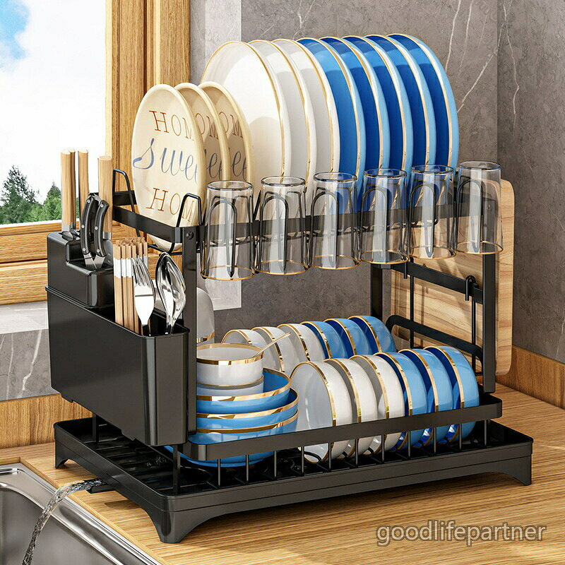 この商品について多機能キッチン水切りラック-食器も調理器具もすべてキレイに乾かします。この食器水切りラックには、色々な物を置くことができます:ボウル/皿、野菜/果物、調理用ナイフ/まな板/カップ/スプーン&フォーク/洗剤(ホルダー)、おたま...